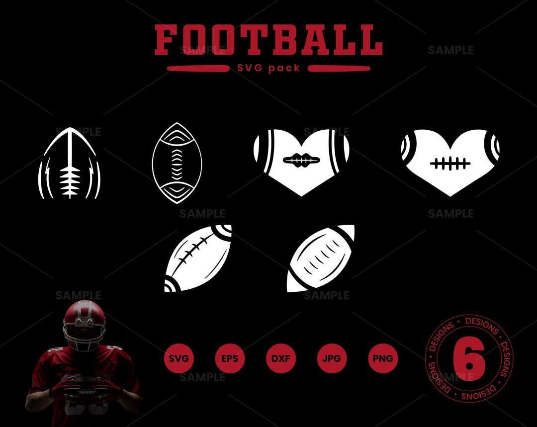 Football SVG Pack 7 | Football Png, Football Silhouette, Football Cut ...
