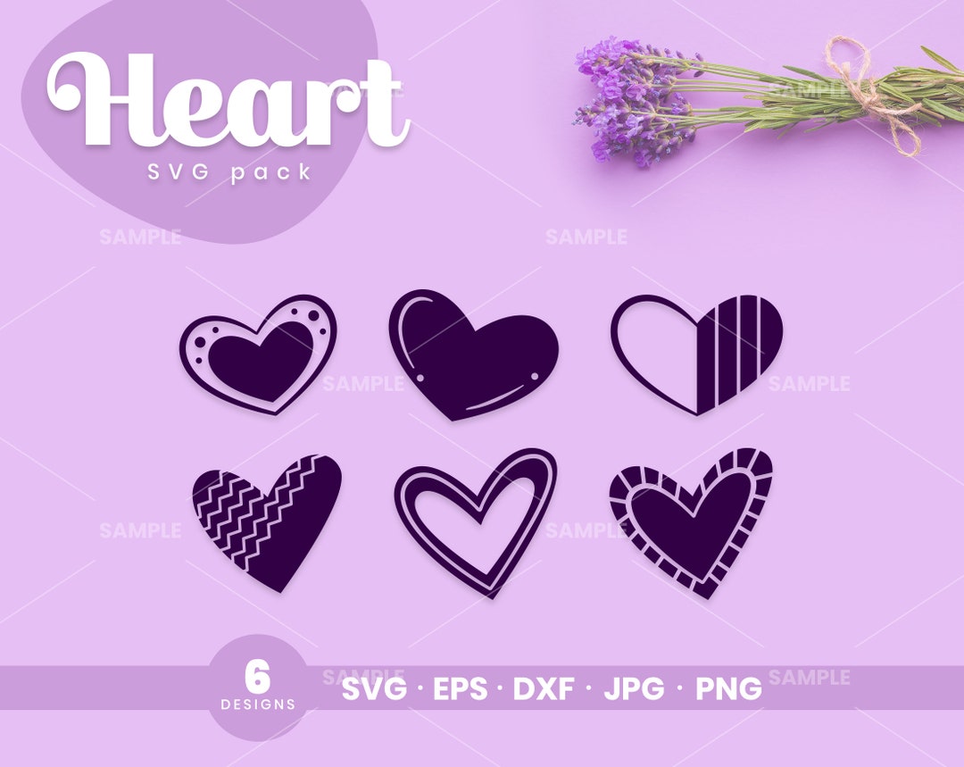 Herz SVG Pack 10 Herz Bundle Svg, Skizze Herz Svg, PNG, PDF, Cricut ...