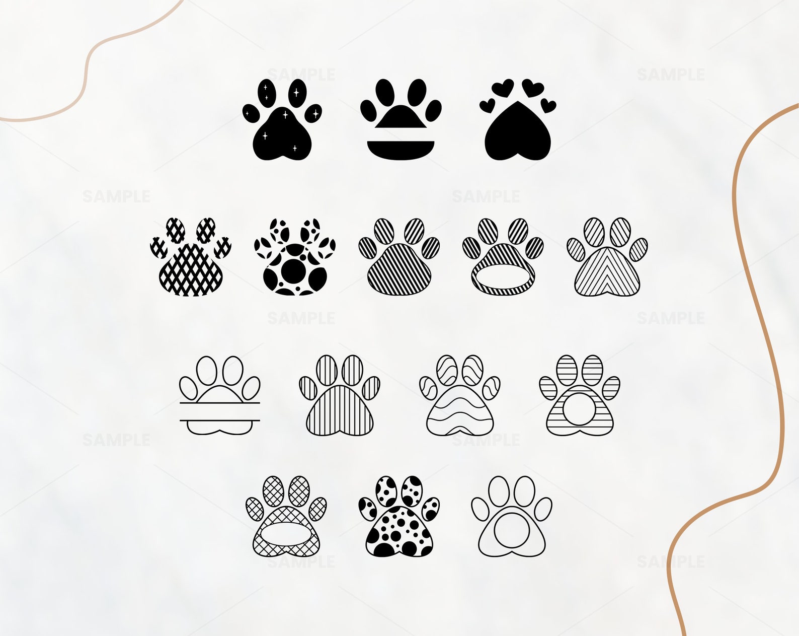 30 Paw SVG Pack | Pet Paw SVG, Dog Love SVG, Cat Paw Print Svg, Animal ...