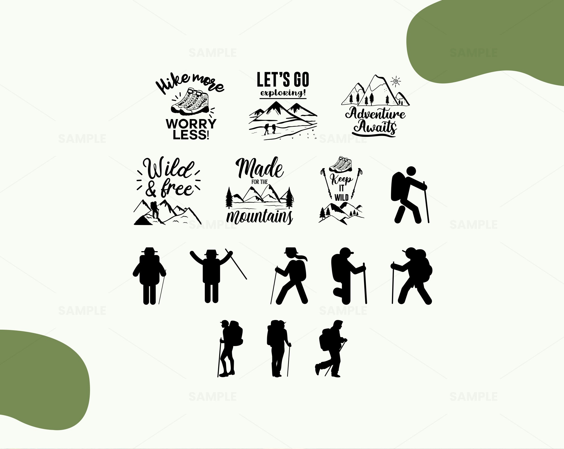 30 Hiking SVG Pack | Hiking Svg Bundle, Adventure SVG Cut Files, Hiking ...