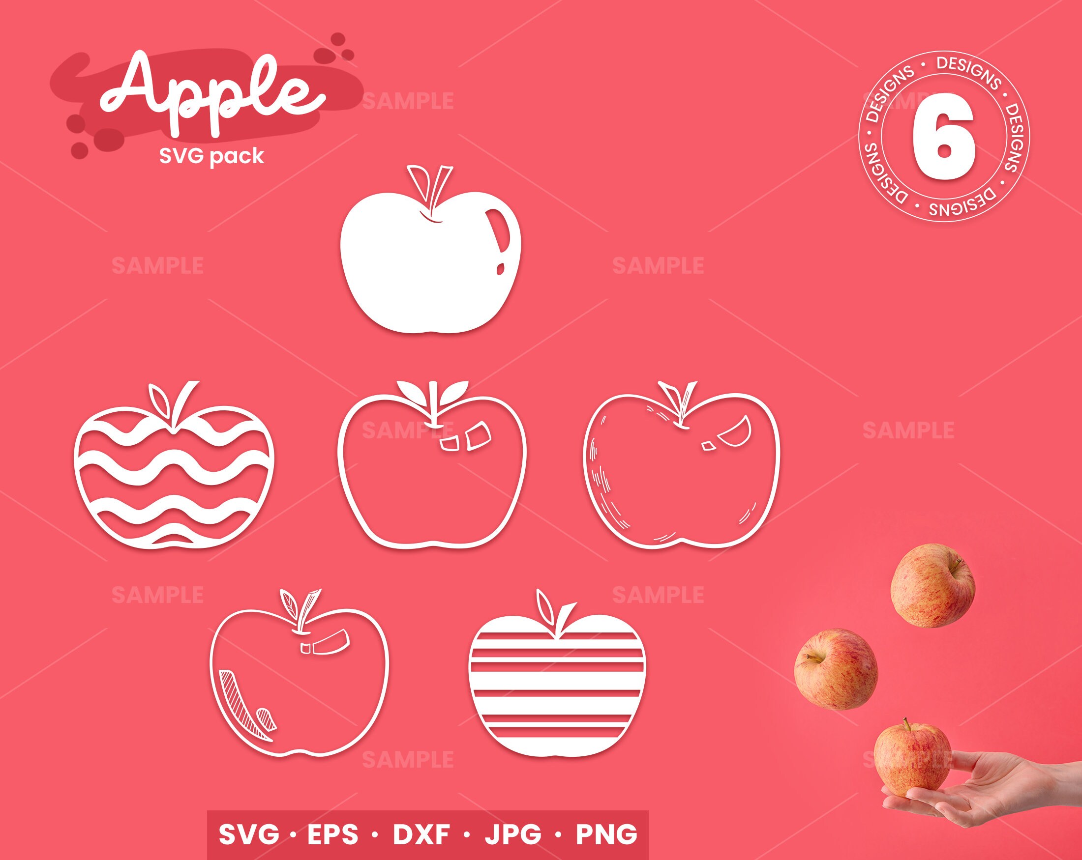 Apple SVG Pack 9 | Apple Svg Files for Cricut, Apple Designs Svg Cut ...