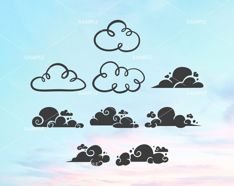 18 Cloud SVG Bundle | Cloud Svg, Cloud Cut File, Cloud Dxf, Cloud ...