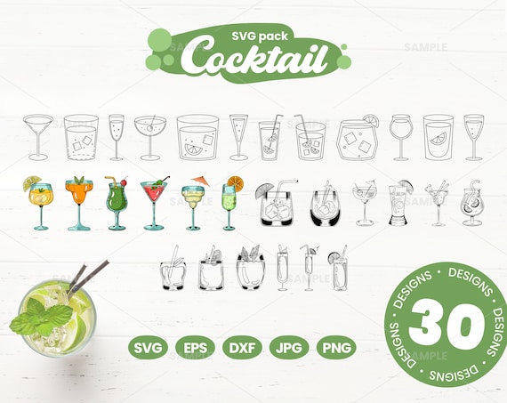 30 Cocktails SVG Bundle Cocktails SVG File Cocktail Svg - Etsy