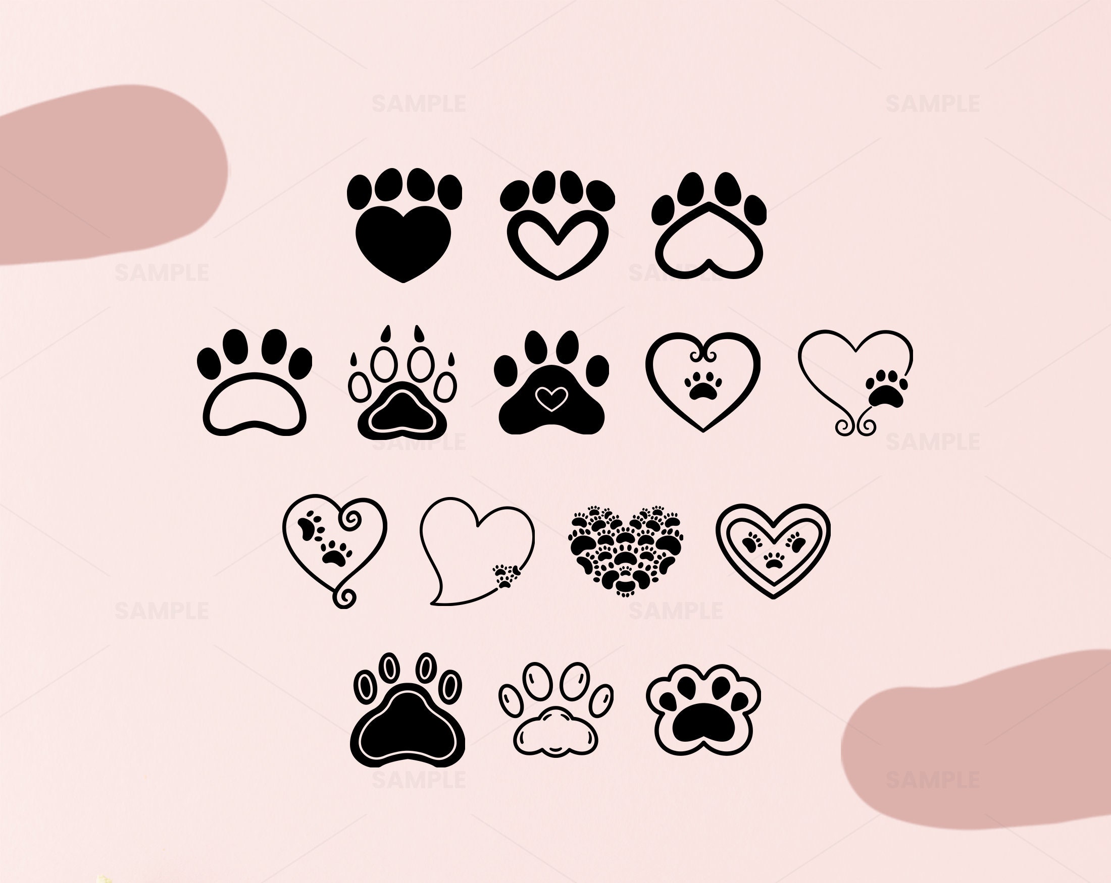 30 Paw SVG Pack | Paw Print SVG, Paw Shirt Design, Pets Paw Svg, Dog ...