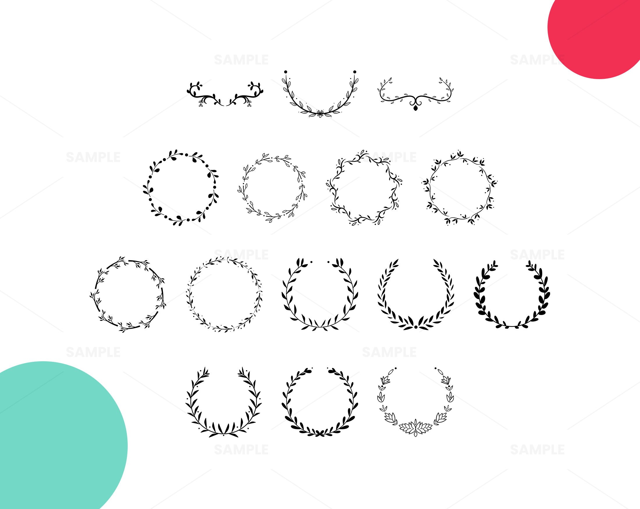 30 Kranz SVG Bündel | Blumenkranz Bündel Svg, Kranz Svg, Kranz Designs ...