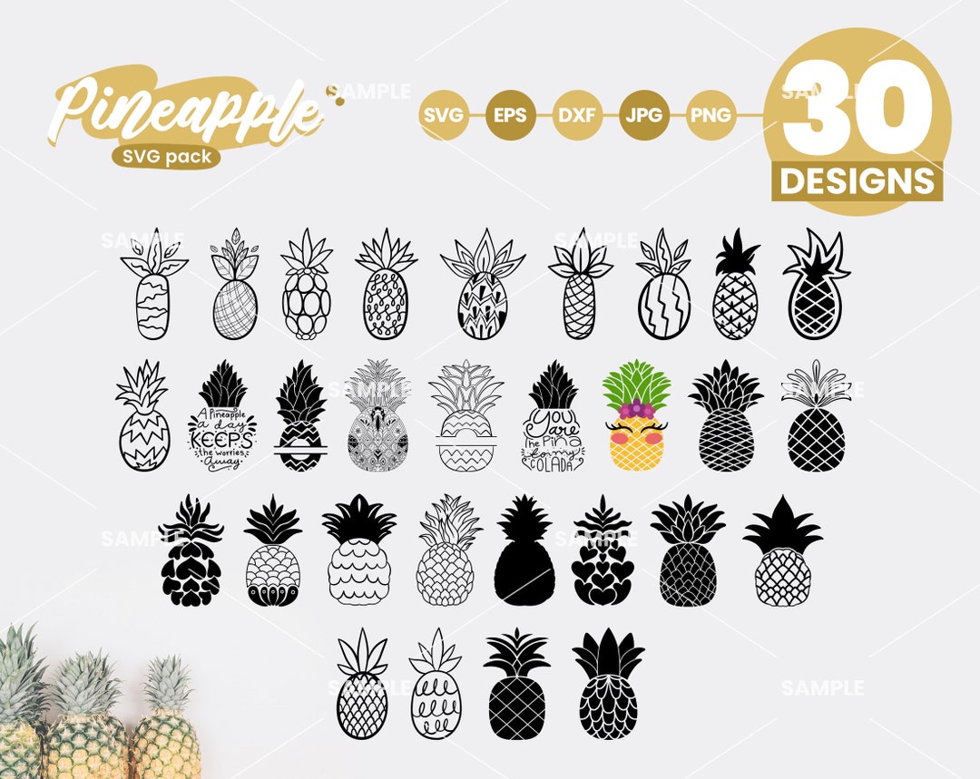 30 Pineapple SVG Bundle | Pineapple Clipart, Pineapple Print Svg, Svg ...