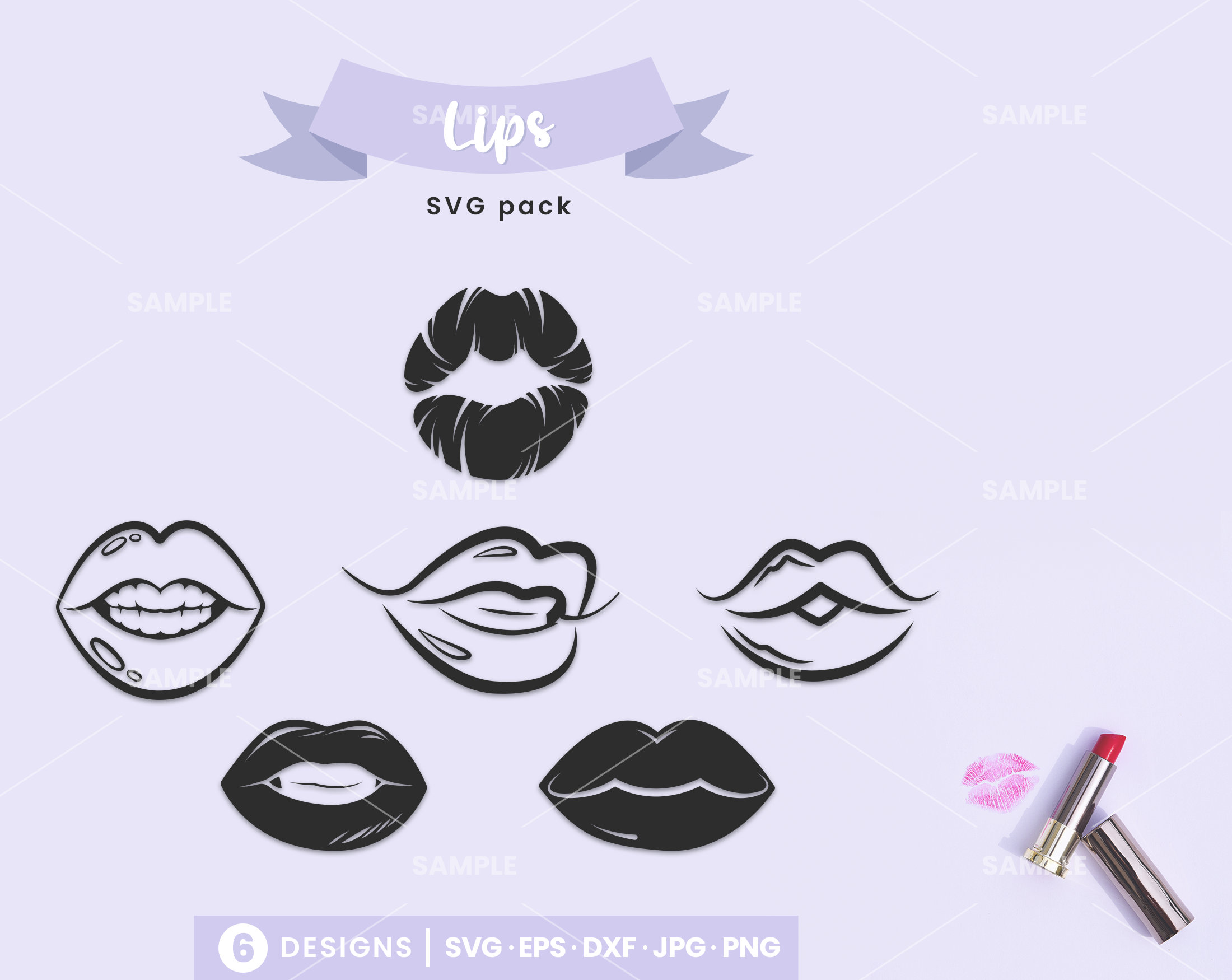 Lips SVG Pack 1 | Lips Svg, Kiss Design, Cricut and Silhouette, Instant ...