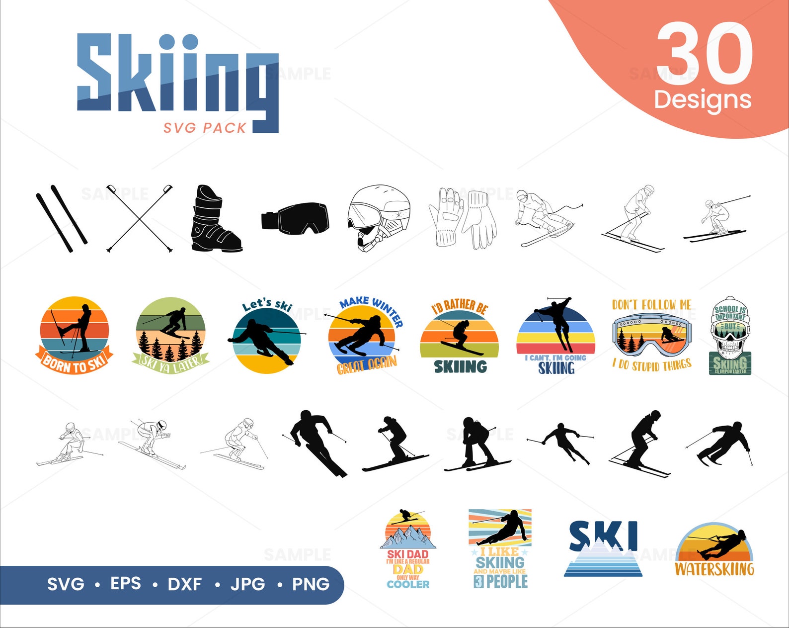 30 Skiing SVG Bundle Skiing Editable Svg, Skiing Files for Cricut ...