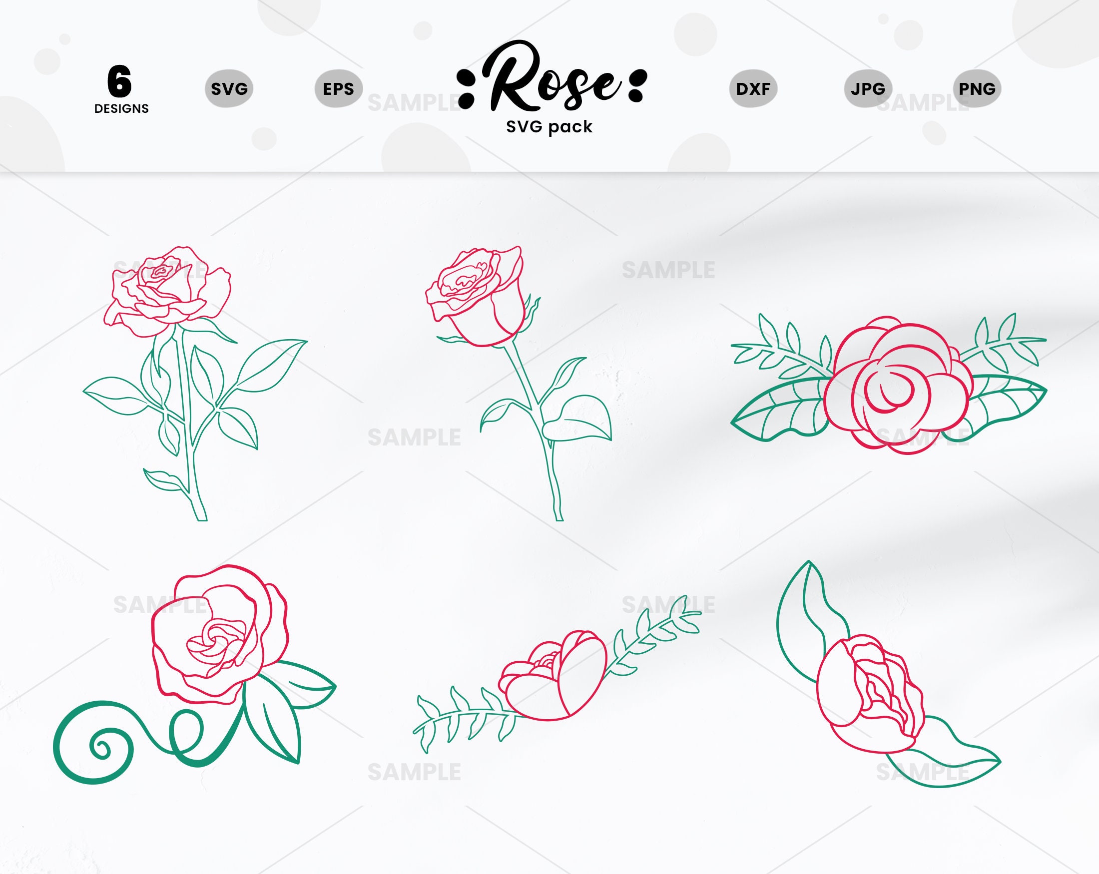 Roses SVG Pack 4 | Roses Clipart Svg, Roses Bundle Svg, Roses Cut File ...