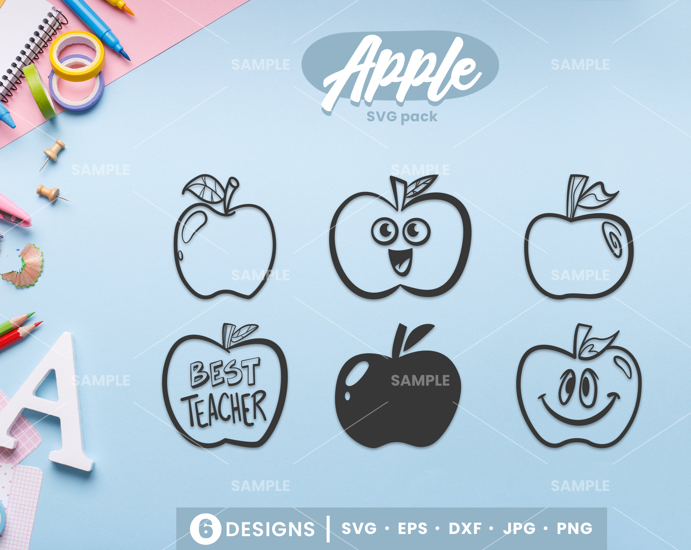 Art & Collectibles Drawing & Illustration Apple svg vector Teacher Svg ...