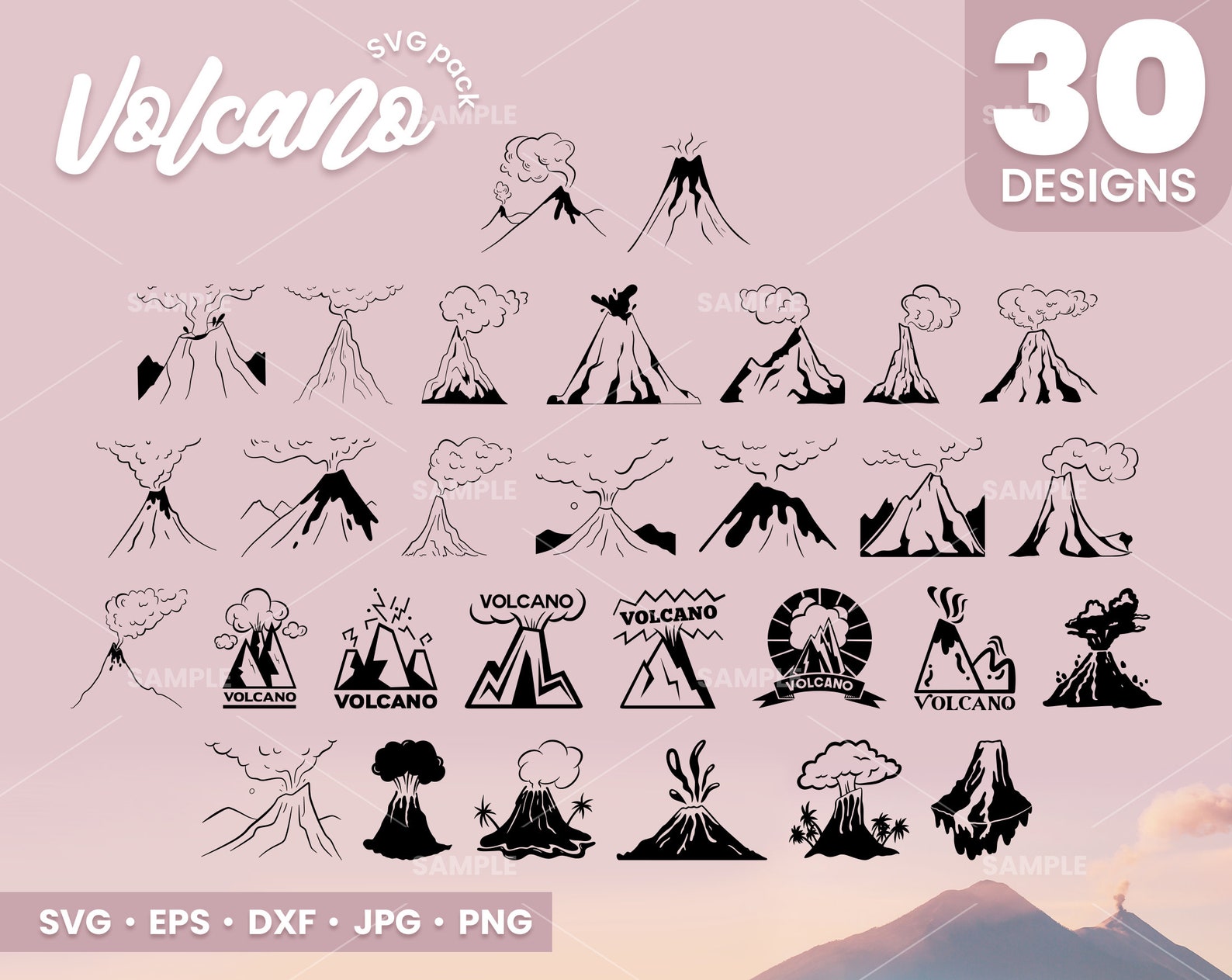 30 Volcano SVG Bundle | Volcano Svg, Volcano Files for Cricut, Volcano ...