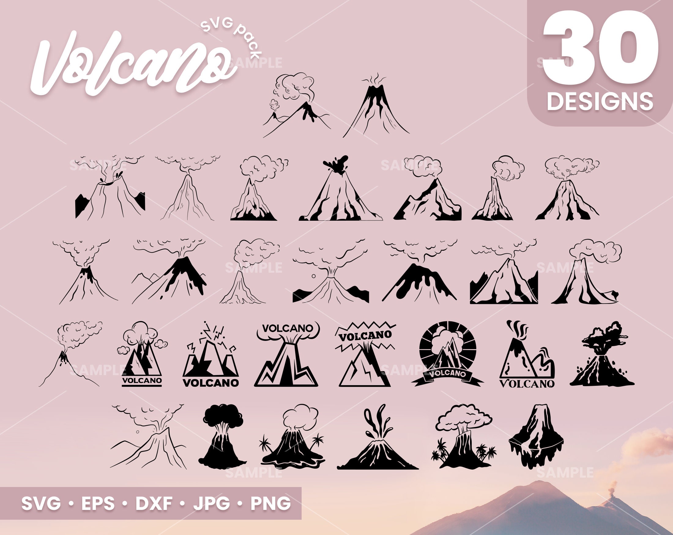 30 Volcano SVG Bundle | Volcano Svg, Volcano Files for Cricut, Volcano ...