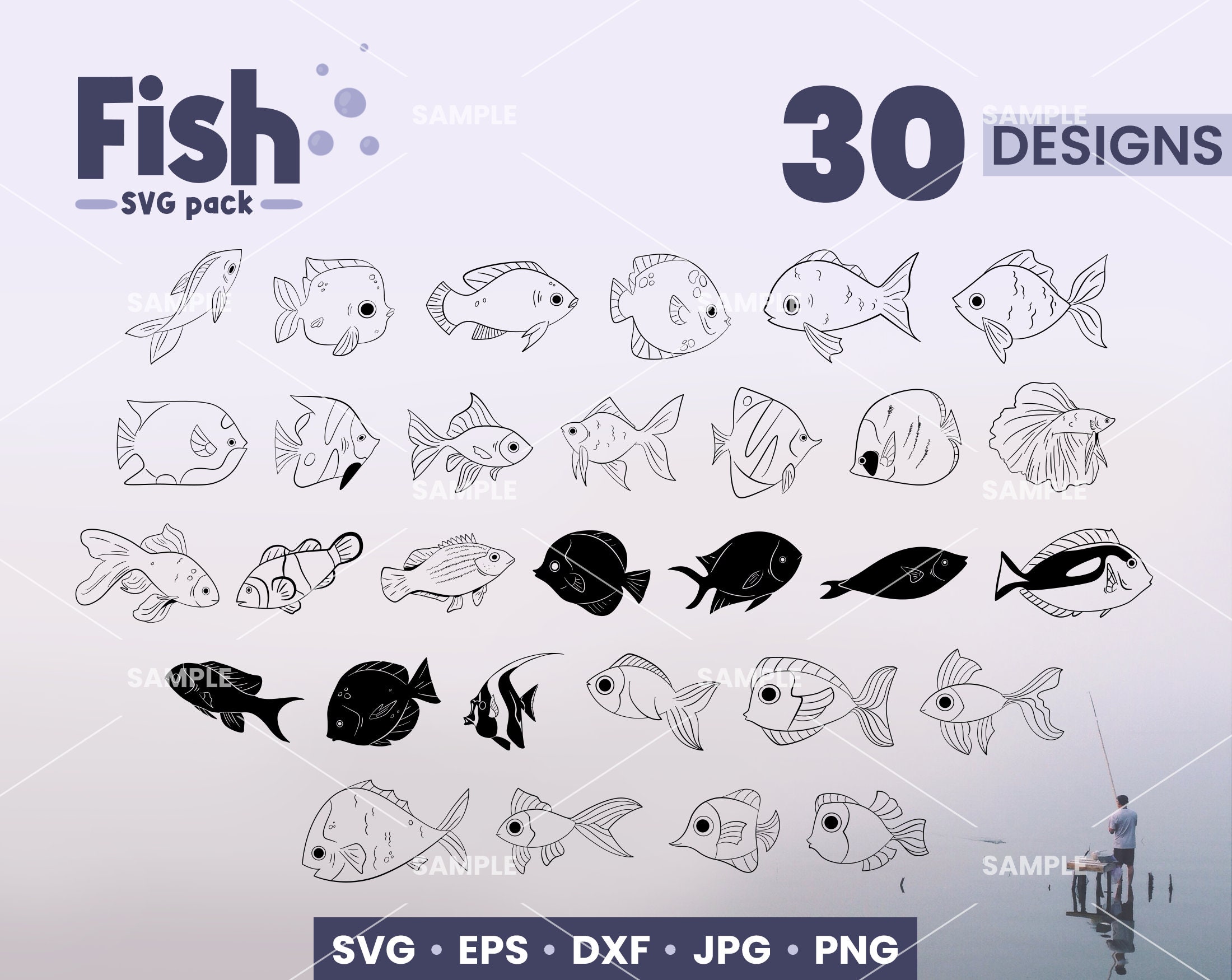 30 Fish SVG Bundle | Fishing Svg Cricut, Clipart, Fisherman Svg ...