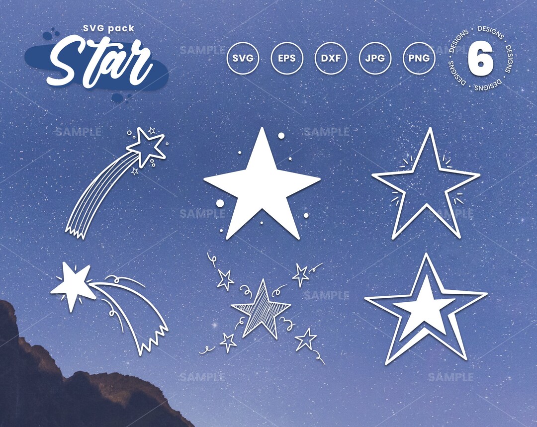 Stars SVG Pack 1 | Shooting Stars Sparkle SVG Bundle, Star Vector ...