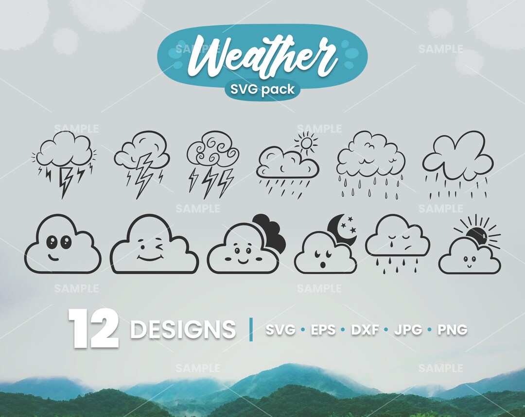 12 Weather SVG Bundle | Cloud Svg Bundle, Weather Cloud Svg ...
