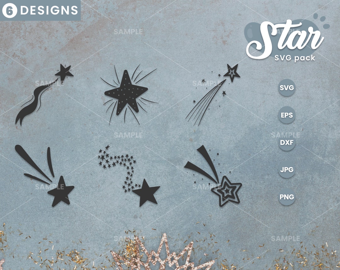 Sterne SVG Pack 4 | Sternschnuppen funkeln SVG Bundle, Stern Vektor ...