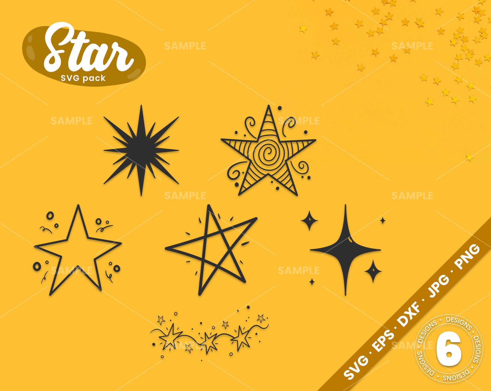 Sterne SVG Pack 5 | Sterne Glitter funkeln SVG Bundle, Stern Vektor ...