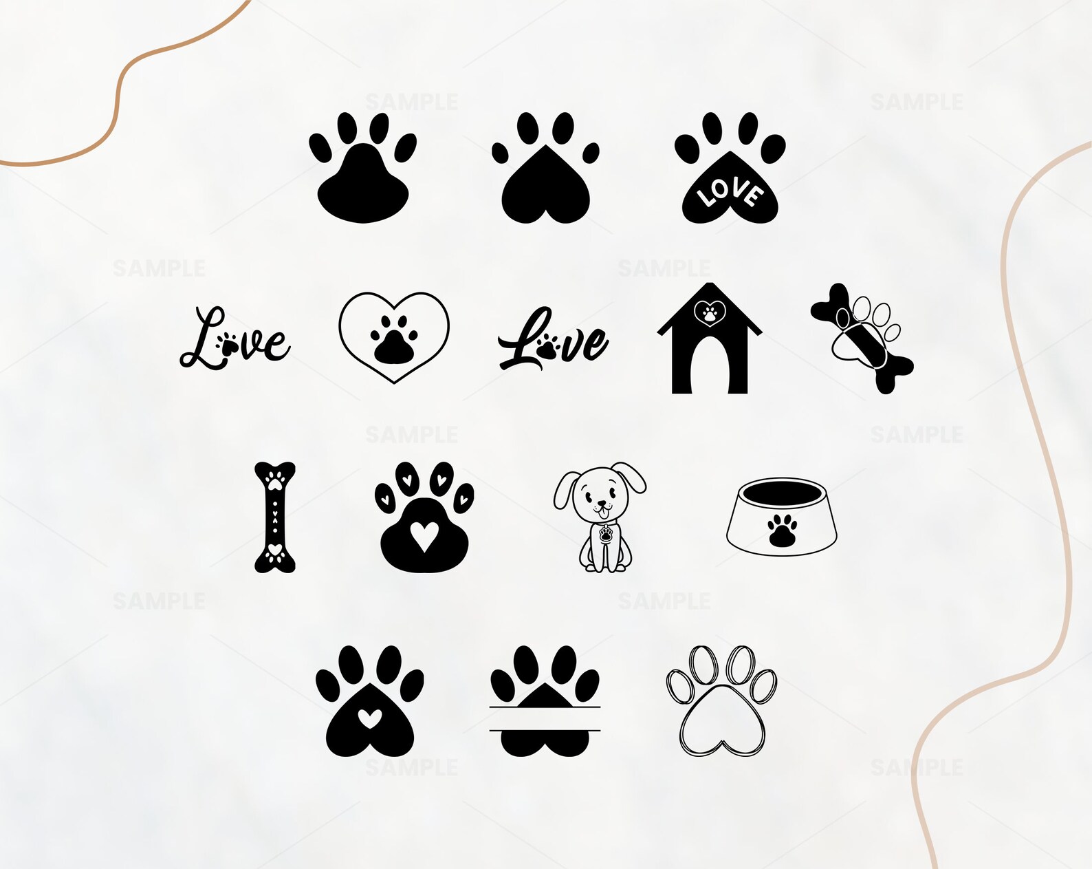 30 Paw SVG Pack | Pet Paw SVG, Dog Love SVG, Cat Paw Print Svg, Animal ...
