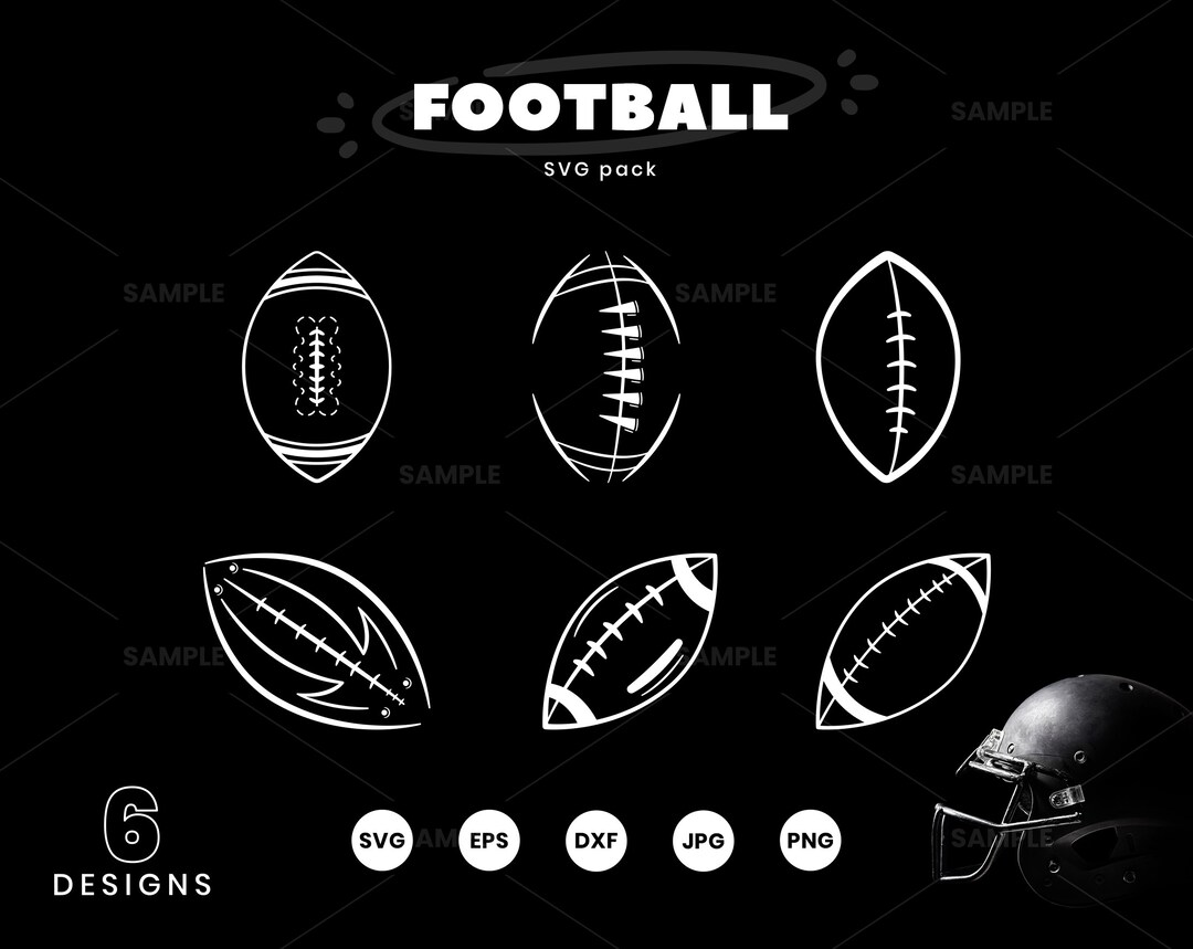Football SVG Pack 6 | Football Png, Football Silhouette, Football Cut ...