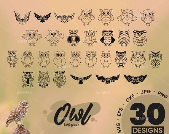 30 Owl Svg Bundle Owl Svg Bundle Owl Silhouette Svg Owl | Etsy