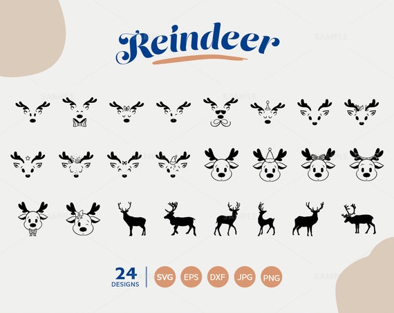 24 Reindeer SVG Bundle Cute Reindeer Bundle Svg Reindeer - Etsy