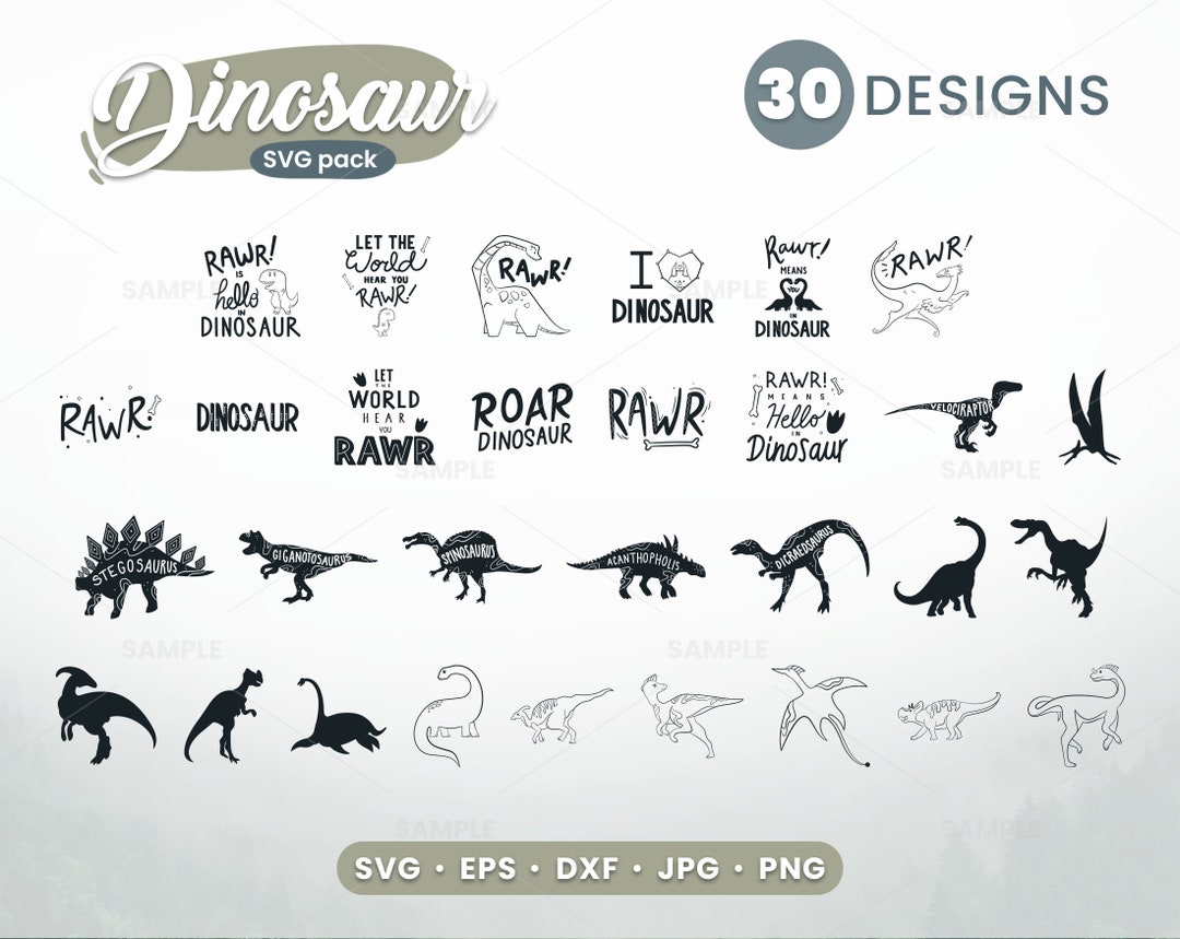 30 Dinosaur SVG Bundle | Dinosaur Svg, Dinosaur SVG File, Dinosaur SVG ...