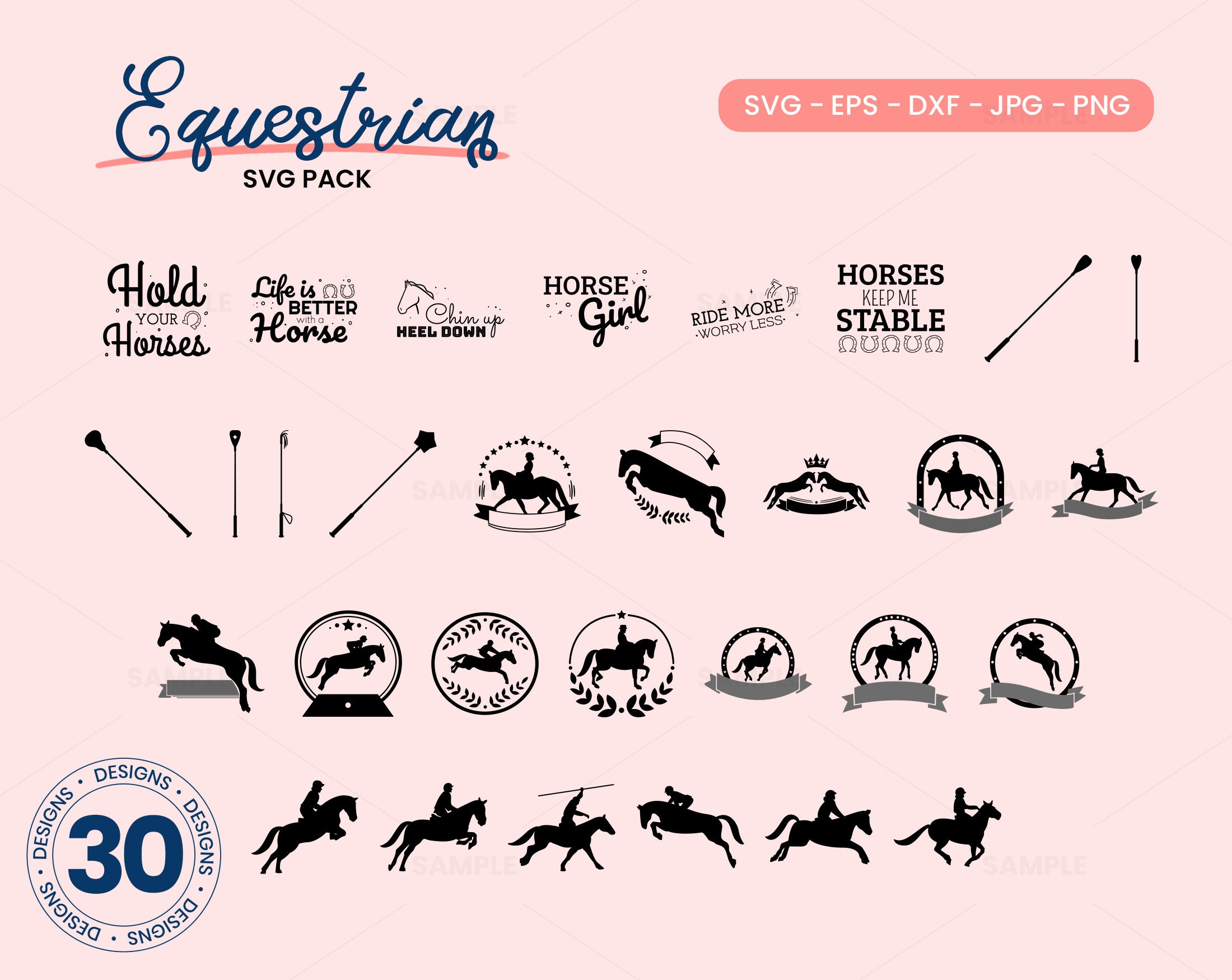 30 Equestrian SVG Pack | Horse Svg, Horseshoe Svg, Horseman Svg ...