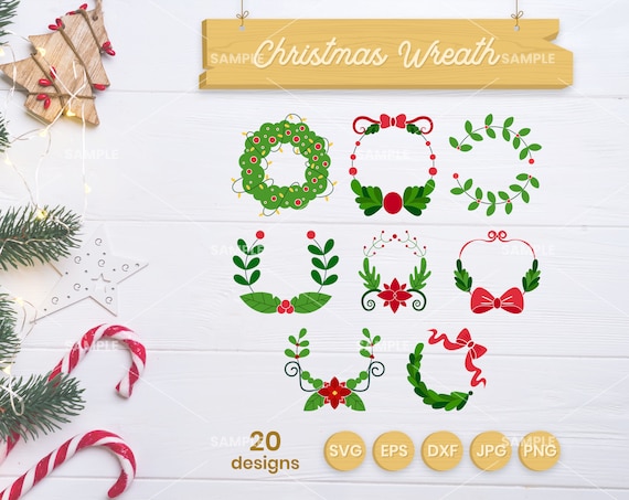 Kerstkrans SVG Bundel Clipart Cut Files Vector Wreath - Etsy Nederland