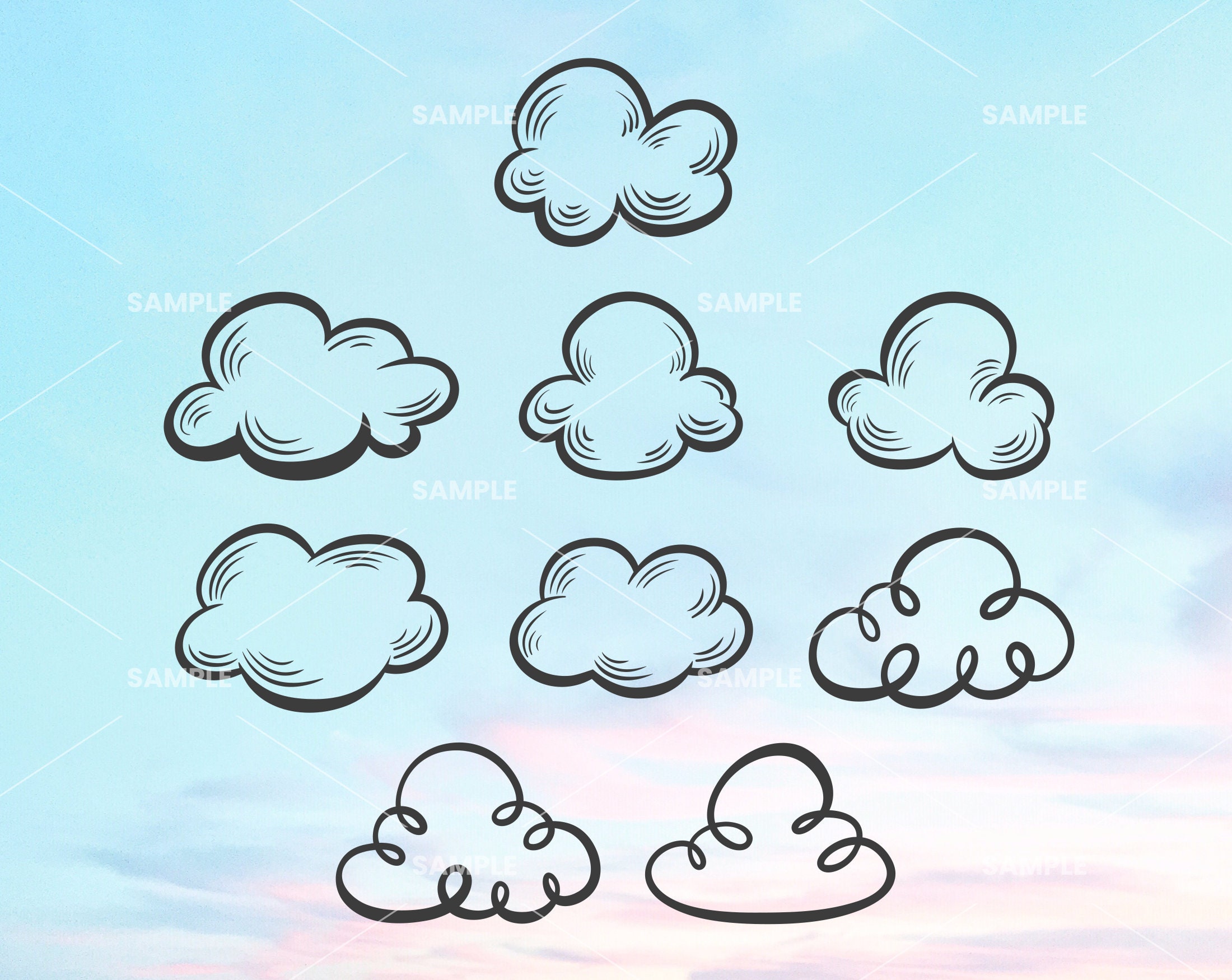 18 Cloud SVG Bundle | Cloud Svg, Cloud Cut File, Cloud Dxf, Cloud ...