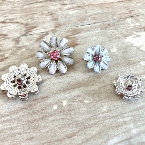Snap Charm White and Pink Snap Flower for 12mm PETITE/MINI - Etsy