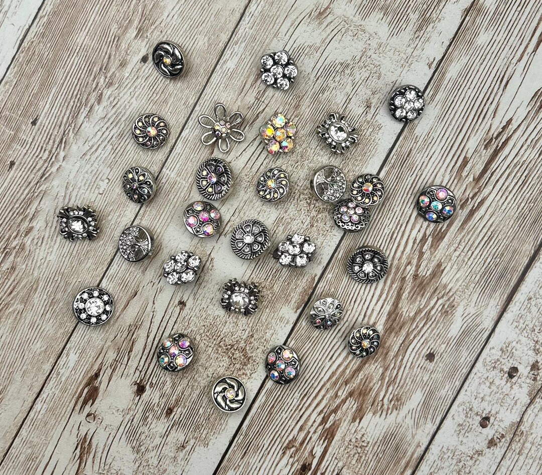 Rhinestone Snap Button Charms 4-pack 12mm Mini Ginger Snaps 12mm Snap ...