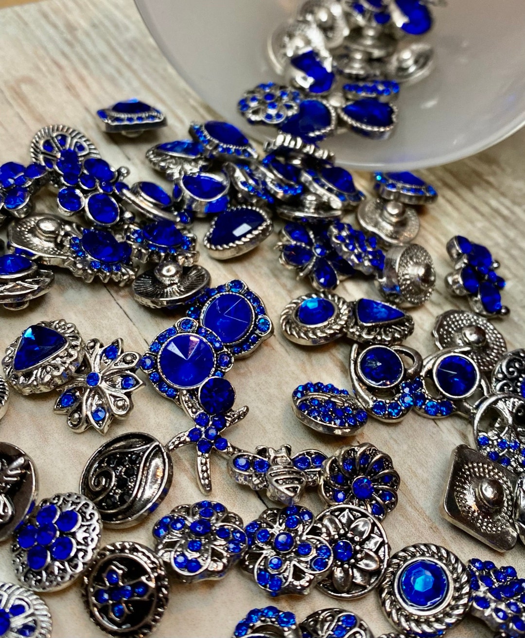 Blue Snap Charms 4-pack Interchangeable Snap Buttons Snap Jewelry Mini ...