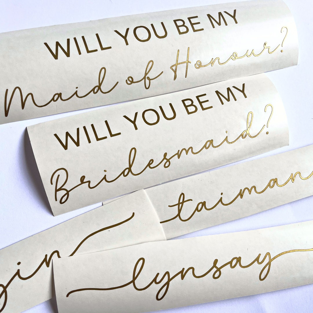 Bridesmaid Proposal Box Labels, Personalised Vinyl Labels, Wedding ...