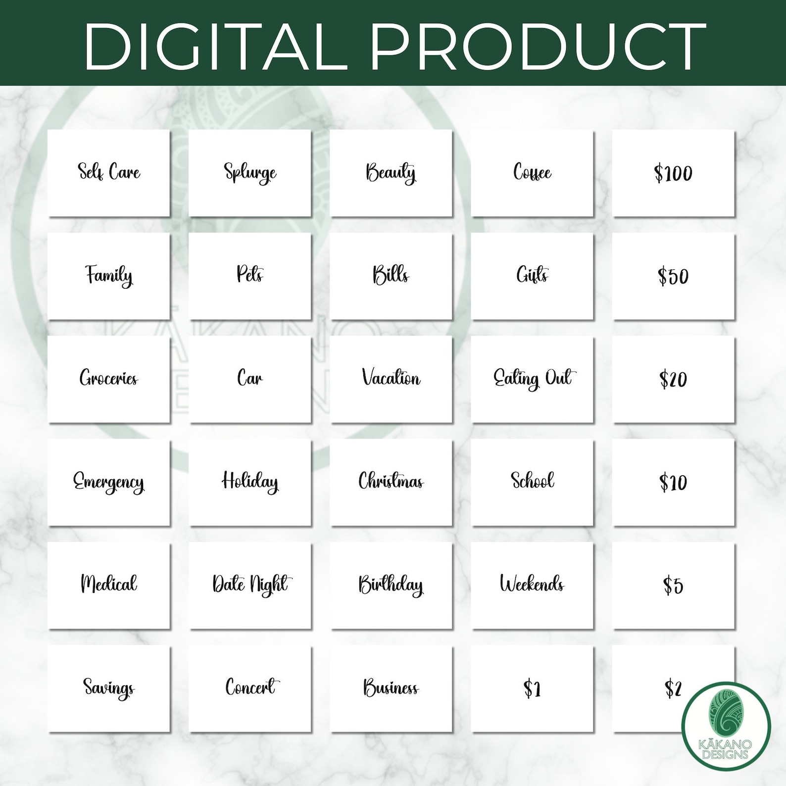 Cursive Font, Budget Binder Inserts, A6, Ready to Print, Savings ...