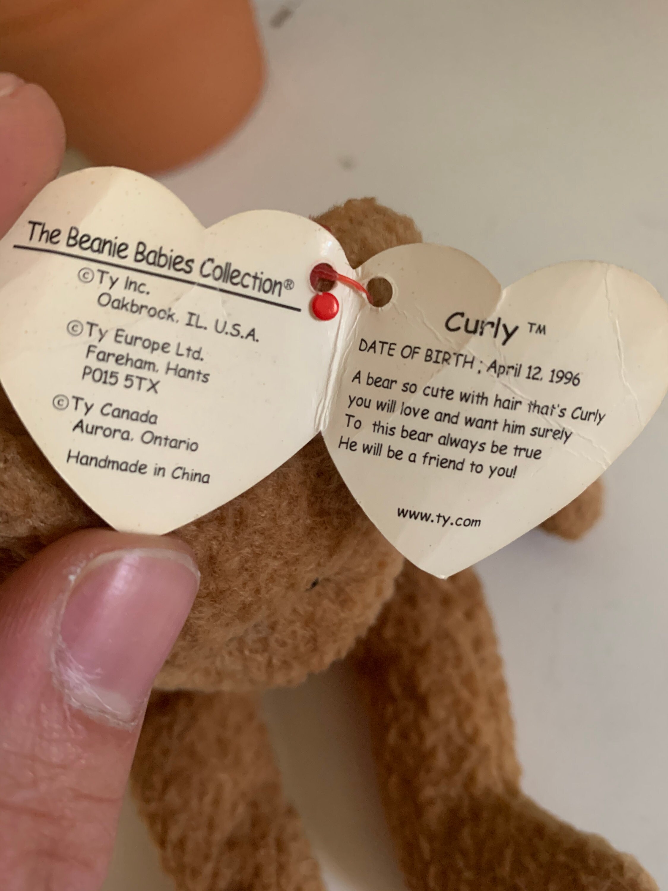 1996 curly Beanie Baby W/ Errors PE Fill Handmade in China - Etsy