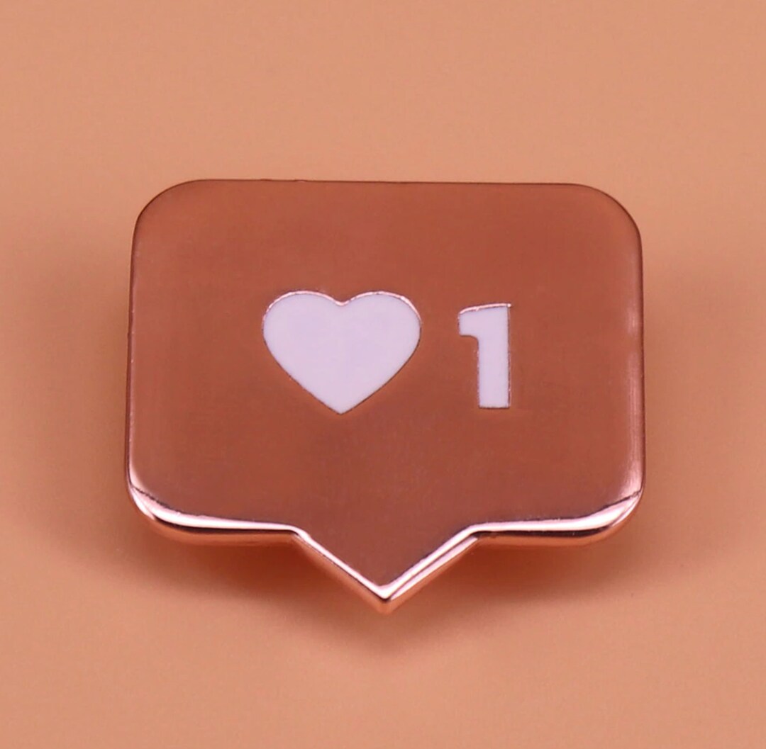 Instagram Heart Like Button Social Media Rose Gold Bubble Enamel Pin ...