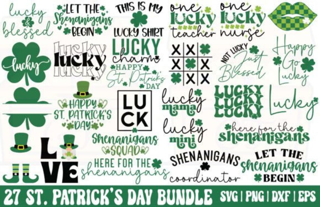 Pink Puss St. Patrick's Day Svg Bundle, Happy Go Lucky Svg, St Patricks ...