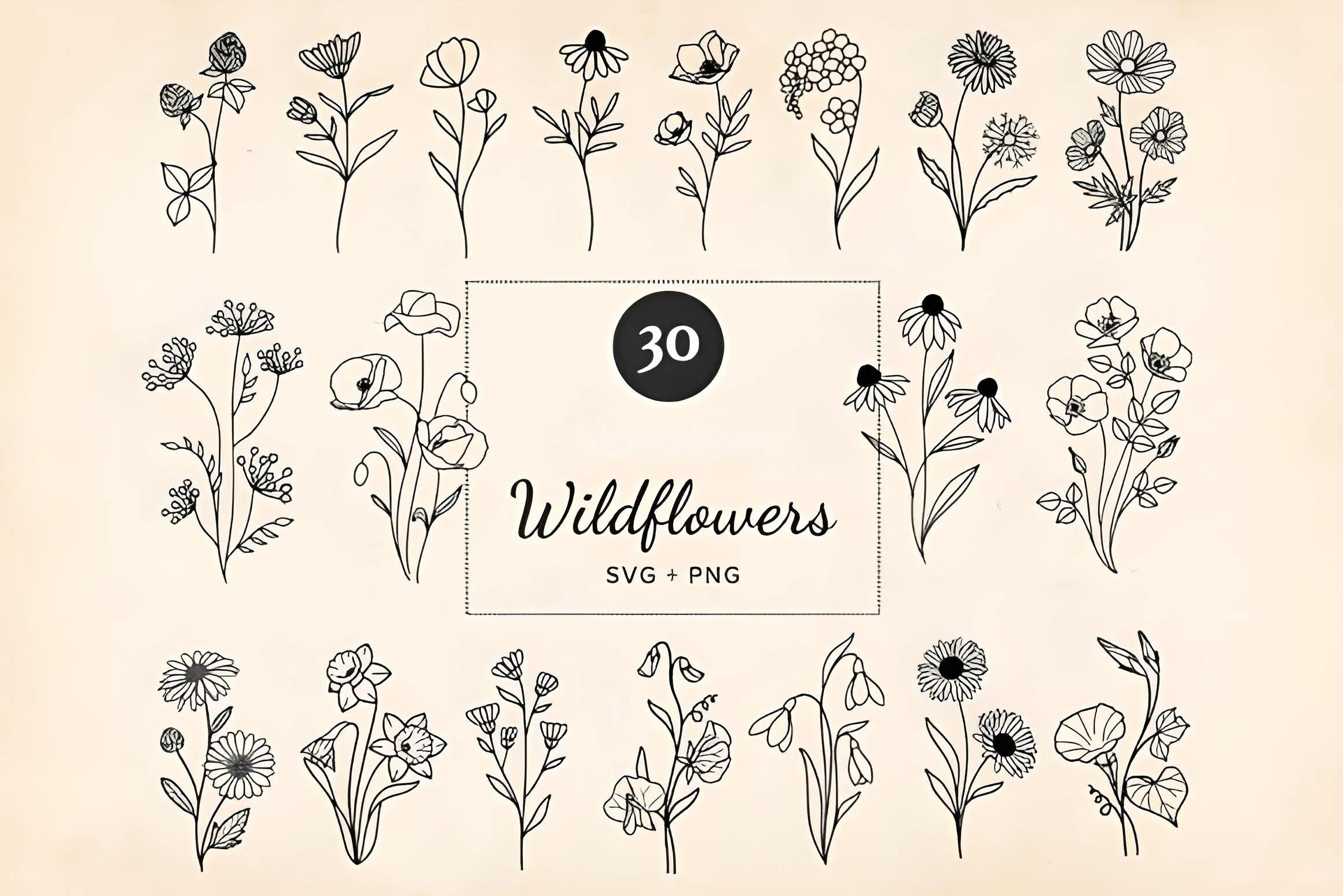Wildflower Svg Bundle, Wildflower Svg, Flower Svg, Floral Svg Set ...