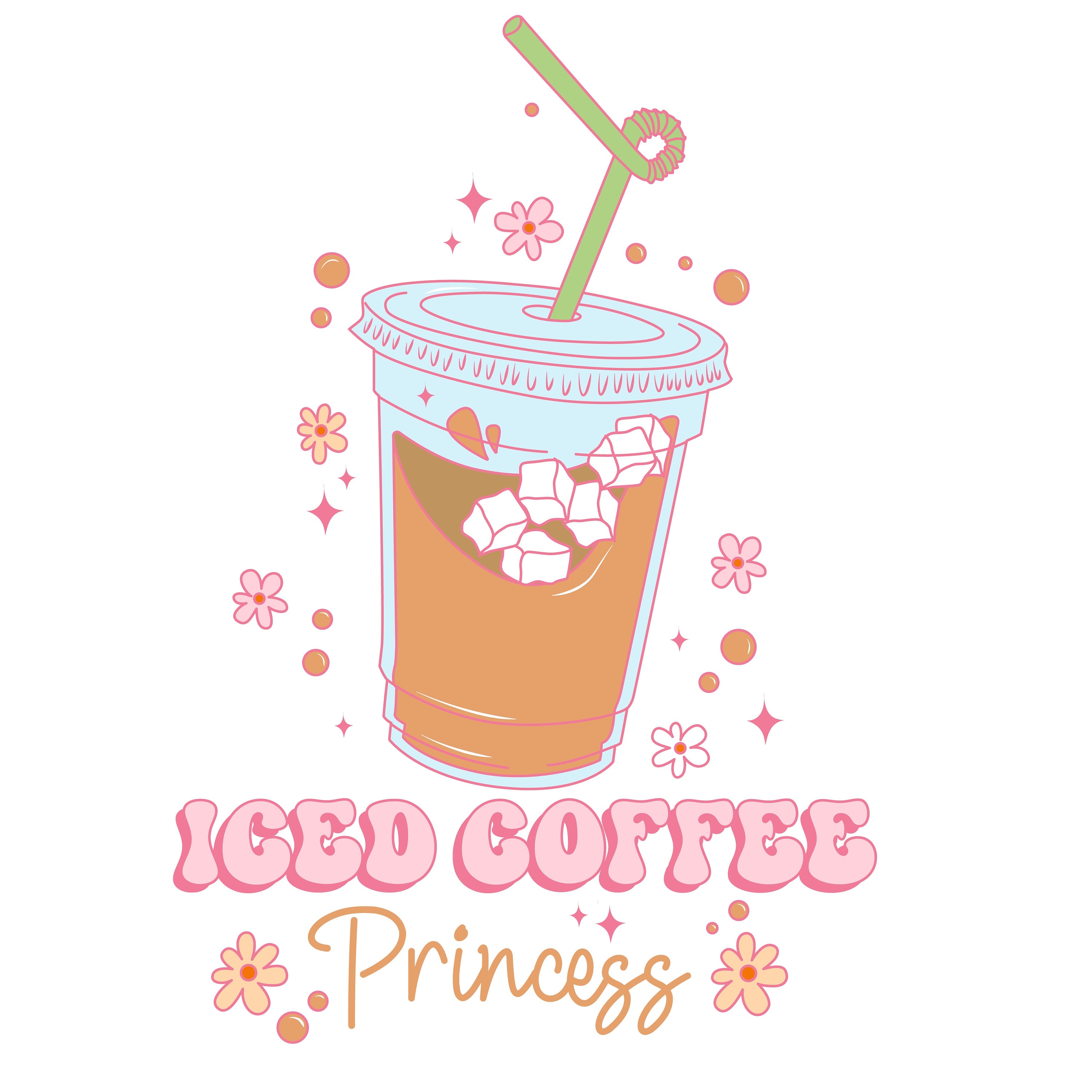 Iced Coffee Princess SVG PNG, Cute Creative Iced Coffee Design Perfect ...