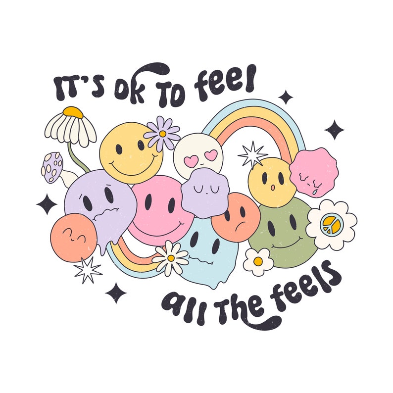 Inside Out It's Okay to Feel All the Feels Png, Mental Health Png ...