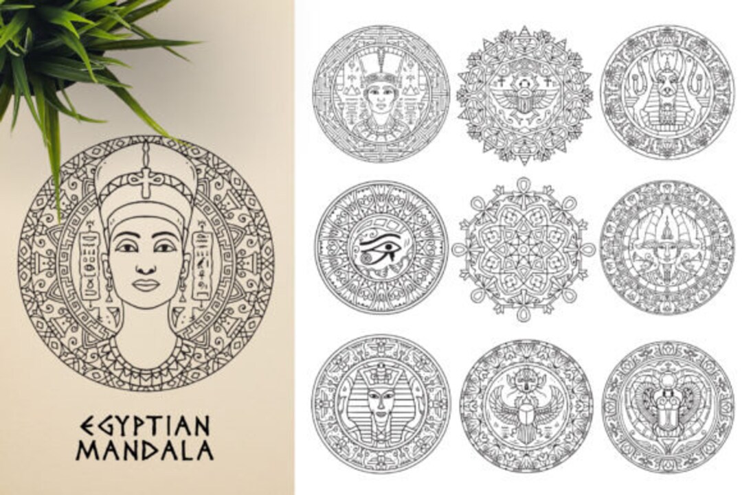 10 Egyptian Mandala SVG, Mandala Designs Mega Bundle SVG, Sacred ...