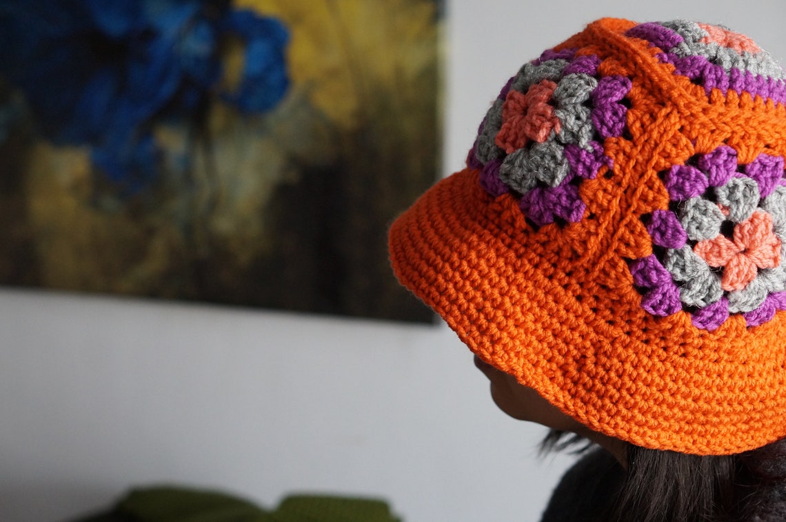 Granny Square Bucket Hat Crochet Pattern - Etsy