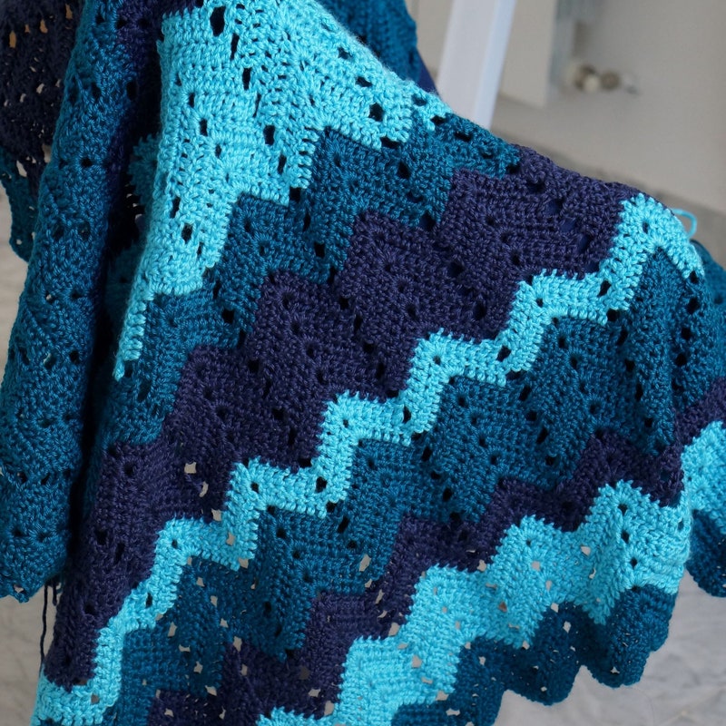Blue Crochet Blanket - Etsy