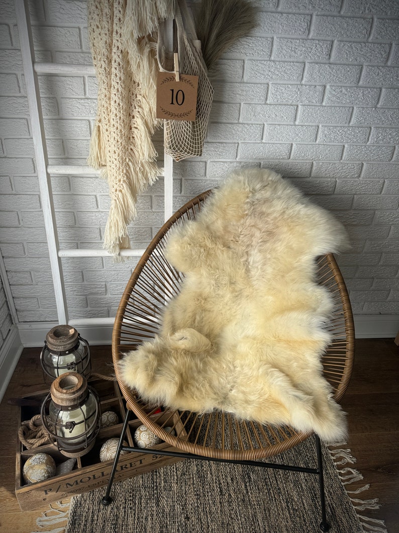 Follkee Melerade Sheepskin Rug Throw Fur Rug, Natural Sheepskin, Real ...