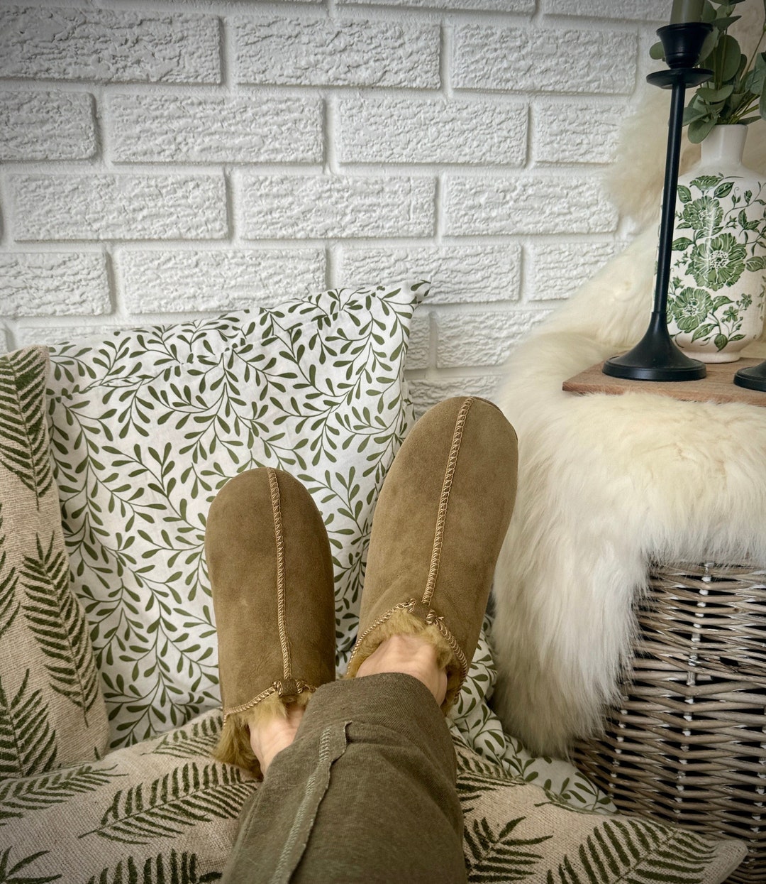 Follkee Slippers Santa Bambosh Matcha Green Indoor Slipper Barefoot ...