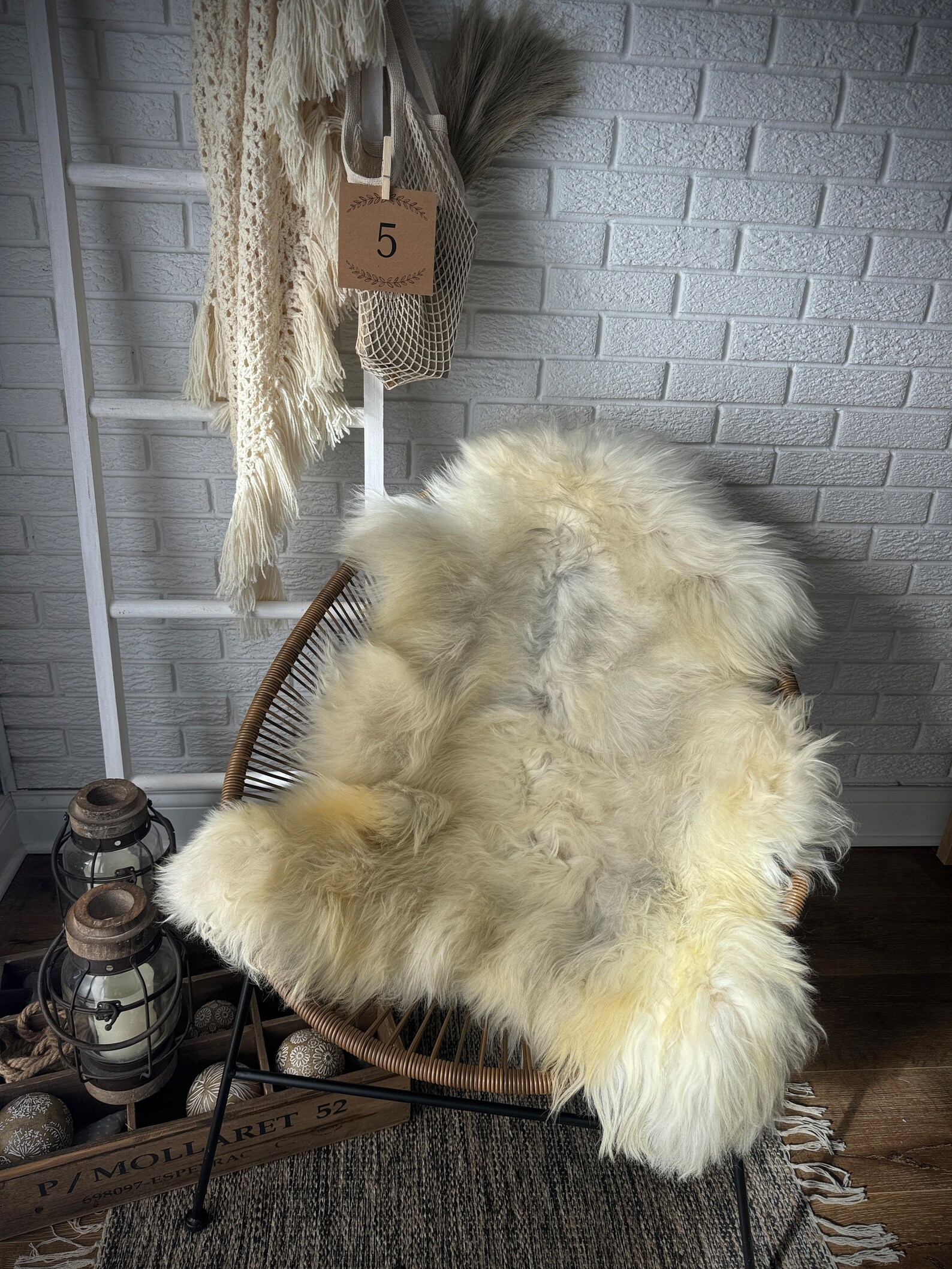 Follkee Melerade Sheepskin Rug Throw Fur Rug, Natural Sheepskin, Real ...