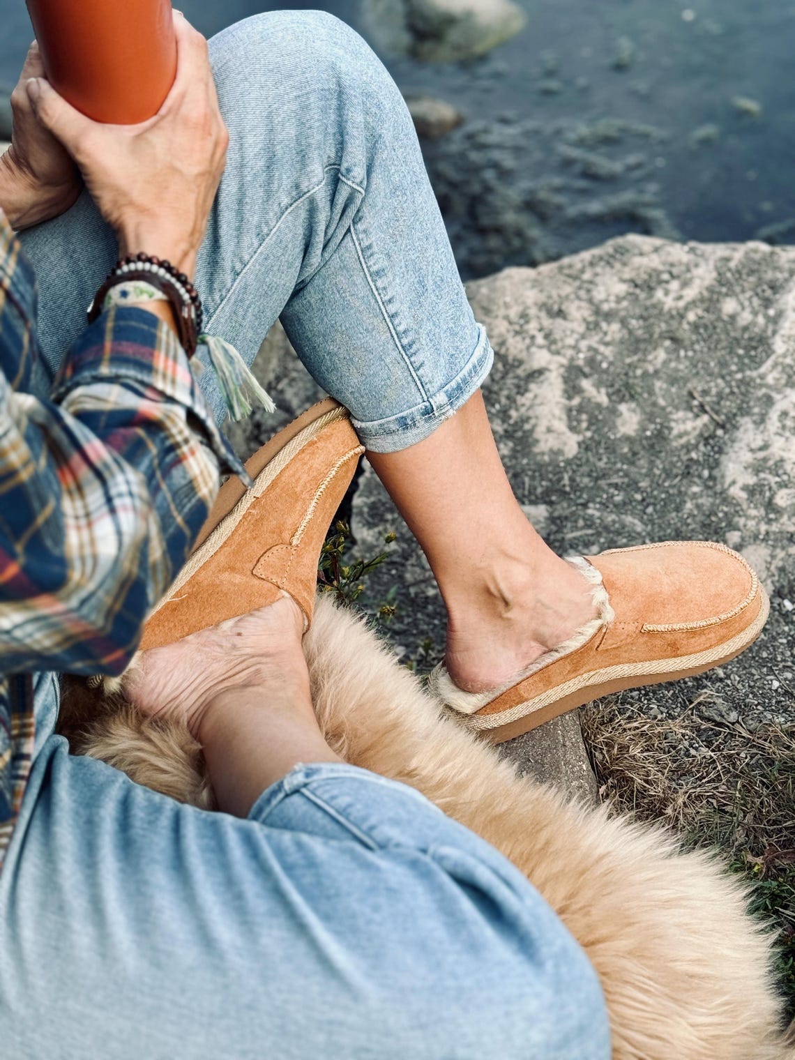 Follkee Slippers Sheep Skin Wool Slippers Woman Slippers House Shoes ...