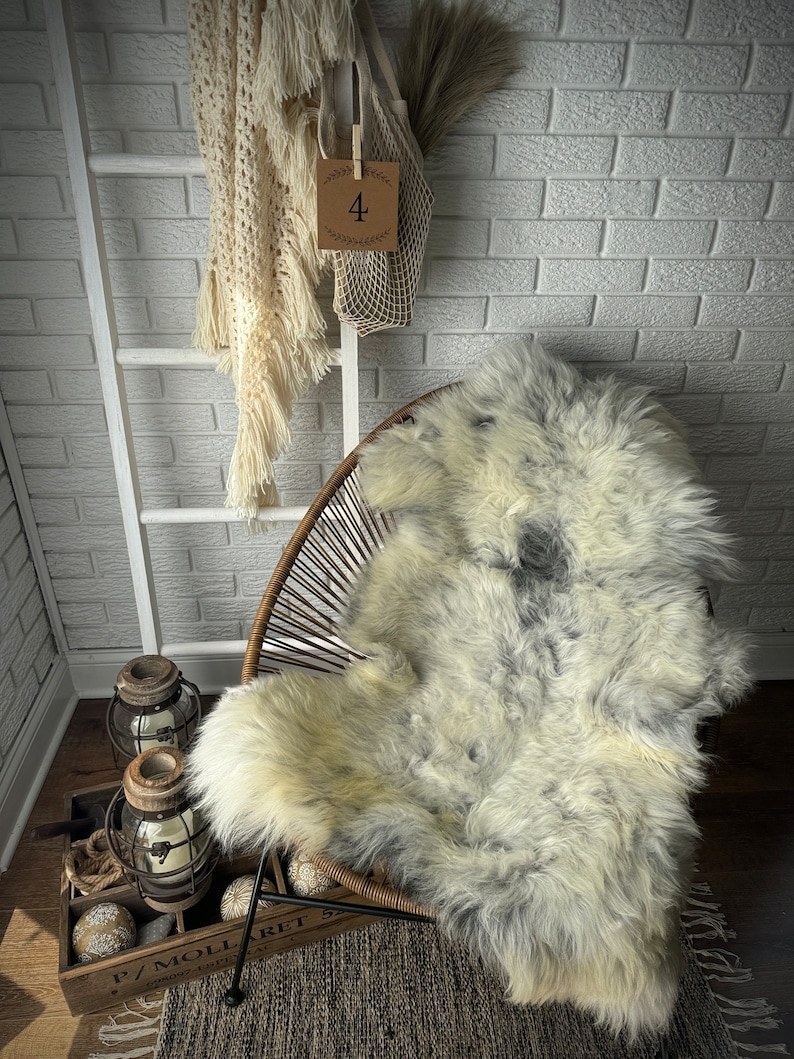 Follkee Melerade Sheepskin Rug Throw Fur Rug, Natural Sheepskin, Real ...