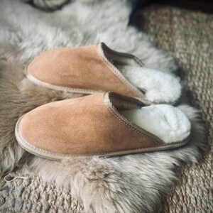 Follkee Slippers Sheep Skin Wool Slippers Mens Slippers House Shoes ...