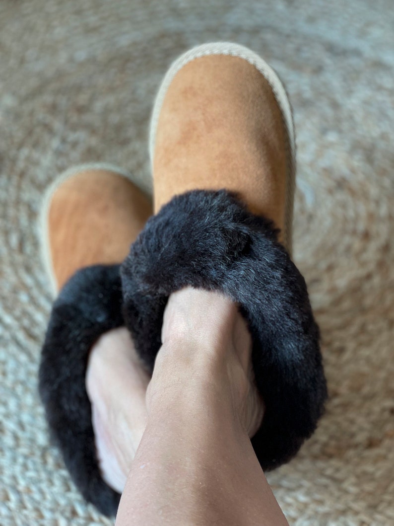 Follkee Women's Slippers Slip On, 100% Wool Leather Handcrafted Luxury ...